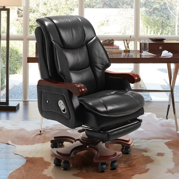 Kinnls Jones Big Tall Executive Office Chair With Massage Genuine Leather Desk Chair On Sale Bed Bath Beyond 39122326