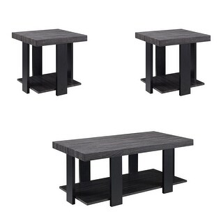 Wood and Metal 3 Piece Cocktail Table Set, Gray and Black - Bed Bath ...
