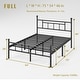46 Inch Metal Platform Bed Frame with Victorian Vintage Headboard and ...