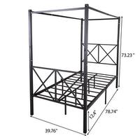 Metal Canopy Twin Bed Frame with X Shaped Frame - Bed Bath & Beyond ...