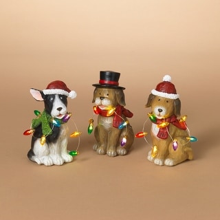 6.3 Inch High Battery Operated Lighted Resin Holiday Dogs Set of 3 ...