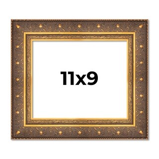 11x9 Frame Vintage Gold Solid Wood Picture Frame | 2.5 Inch Moulding ...