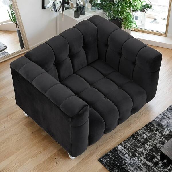Modern Dutch Fluff Sofa with Solid Wood Legs, Buttoned Tufted Backrest ...