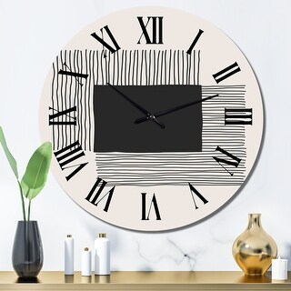 Designart 'Minimal Geometric Lines and Squares VI' Modern wall clock ...