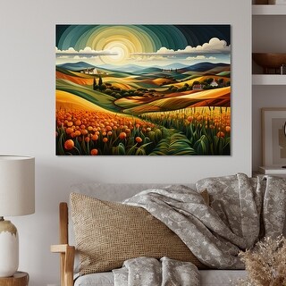 Designart "Countryside Geometric Plains II" Landscapes Metal Wall Art ...
