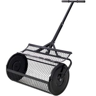 45 lbs. 24 in. Heavy Duty Metal Peat Moss Spreader with T Shaped Handle ...
