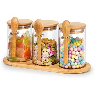 Canister with Wood Lid Spoon and Tray - Bed Bath & Beyond - 39467154