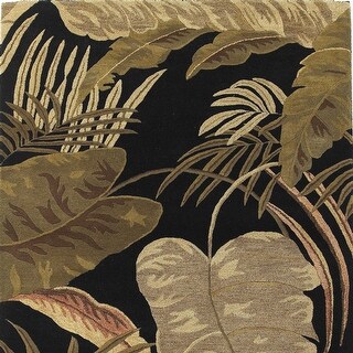 HomeRoots 3'x5' Midnight Black Hand Tufted Leaves Area Rug - 3' x 5 ...