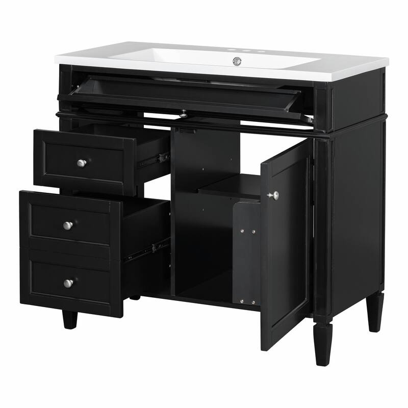 36'' Bathroom Vanity with Top Sink, 3 Drawers for Stylish Storage ...