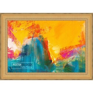 40x28 Traditional Gold Complete Wood Picture Frame with UV Acrylic ...