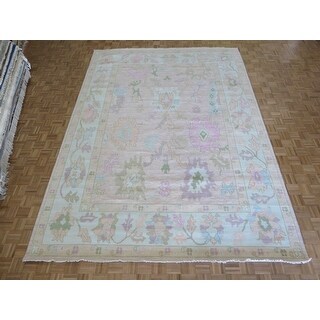Hand Knotted Lavender Oushak with Wool Oriental Rug (10'1" x 14') - 10 ...