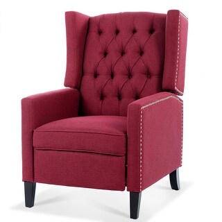Red Wing Back Recliner, Rivet trim Armchair, Adjustable Theater Seat ...