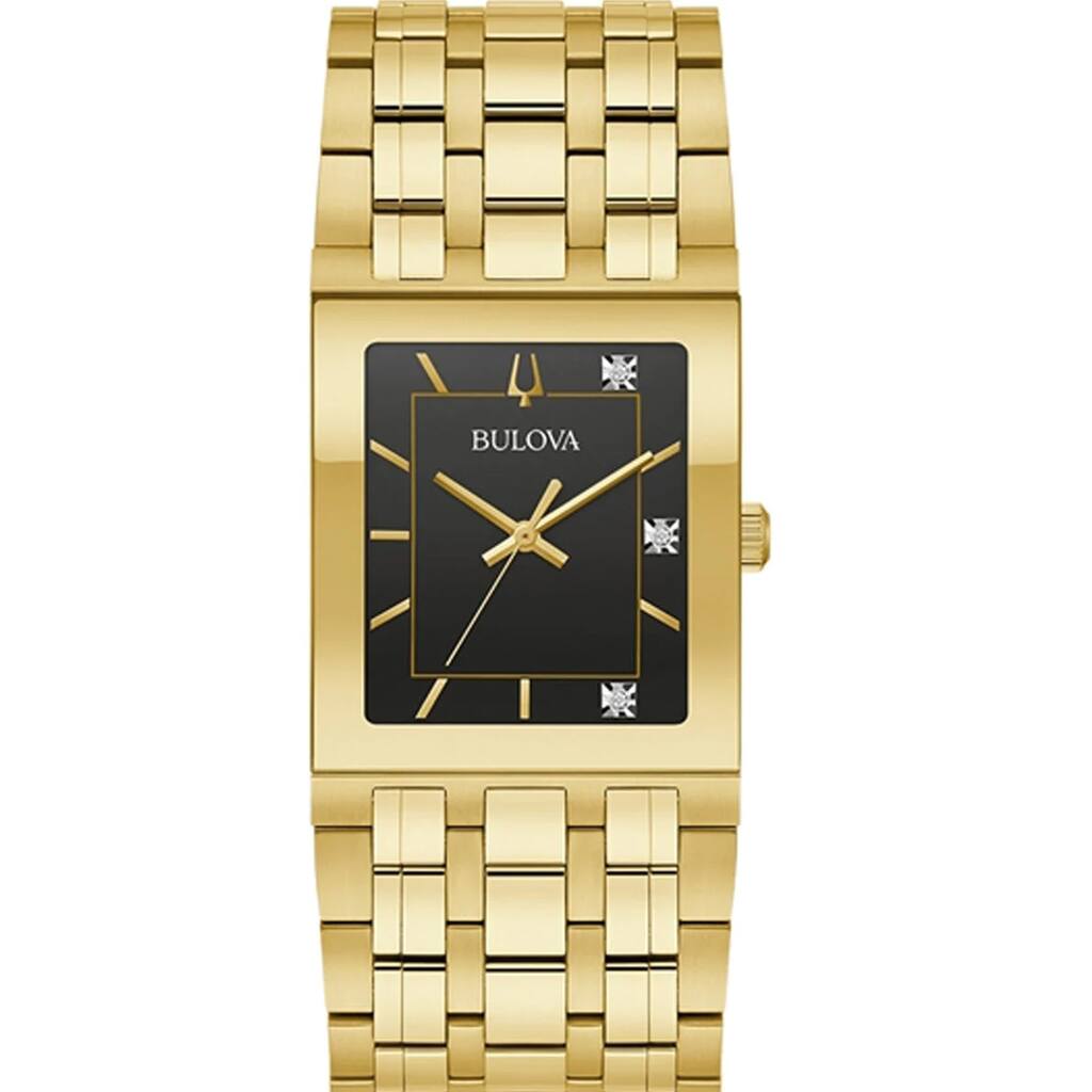 Bulova Men's Quadra Black Dial Watch - 97D132 - One Size - Overstock ...