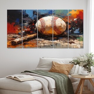 Designart "Baseball Collage II" Sports Multipanel Canvas Wall Art set ...