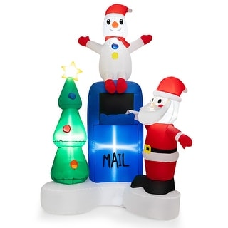 6 Feet Lighted Christmas Inflatable Mailbox Santa Claus Snowman ...