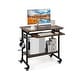 Home Office Computer Desk Cart with Pull-out Keyboard Tray-Rustic Brown ...
