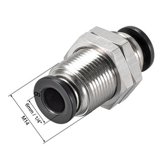 Straight Pneumatic Push to Quick Connect Fittings Bulkhead Union 6mm OD 2pcs - Silver Tone,Black ...