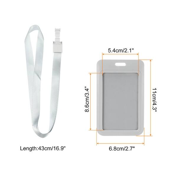 ID Badge Holders, 4.3x2.7 Inch Vertical Name Tags ABS Slide Cover Gray ...