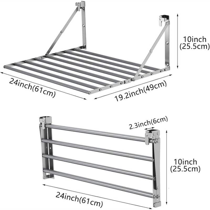 Foldable Wall Mounted Drying Rack - 50 LB Capacity - Overstock - 42706816