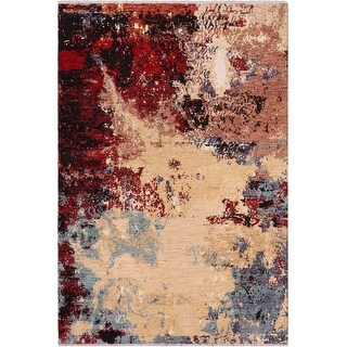 Modern Walters Red/Blue Wool&Silk Rug - 7'10'' x 9'10'' - 7 ft. 10 in ...