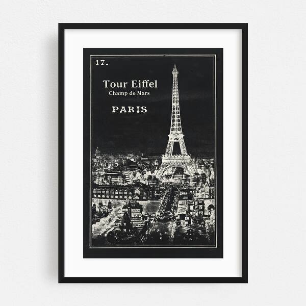 Paris le de France Black Blueprint Map Eiffel Tower Art Print/Poster ...