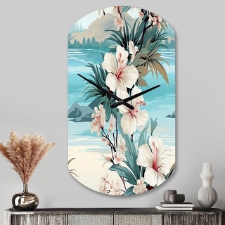 Seaside Reflections Tropical Pattern - Coastal Large Wall Clocks ...