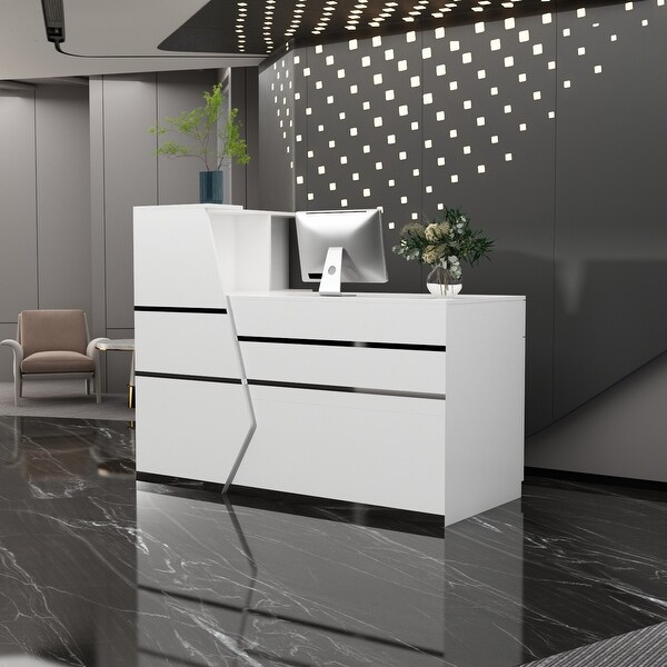 Working Reception Desk L Shaped Front Counter Reception Table Counter ...
