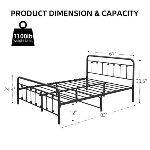 Bed Frame With Headboard Supported By Metal Slats - Bed Bath & Beyond ...