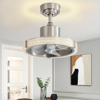 20-IN LED Morden Satin Nickekl Ceiling Fan with Light and Remote - Bed ...