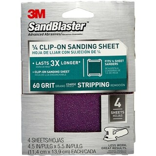 3M 9660 SandBlaster Clip On Palm Sanding Sheet, 4-1/2" x5-1/2", 60 Grit ...