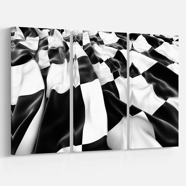 Designart "3D Checkered Flag" Abstract Canvas art print - 36x28 - 3 ...