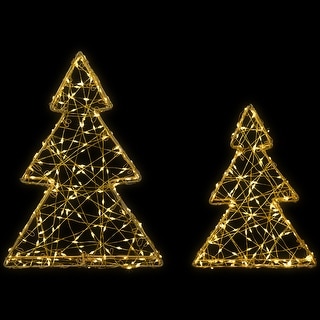 LED Lighted Wire Christmas Tree Decorations - 14" - Set of 2 - Bed Bath ...