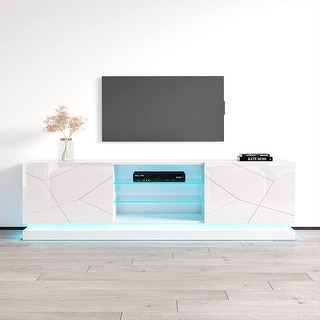 63"-79" TV Stand (79 inch) - White - Bed Bath & Beyond - 43768810