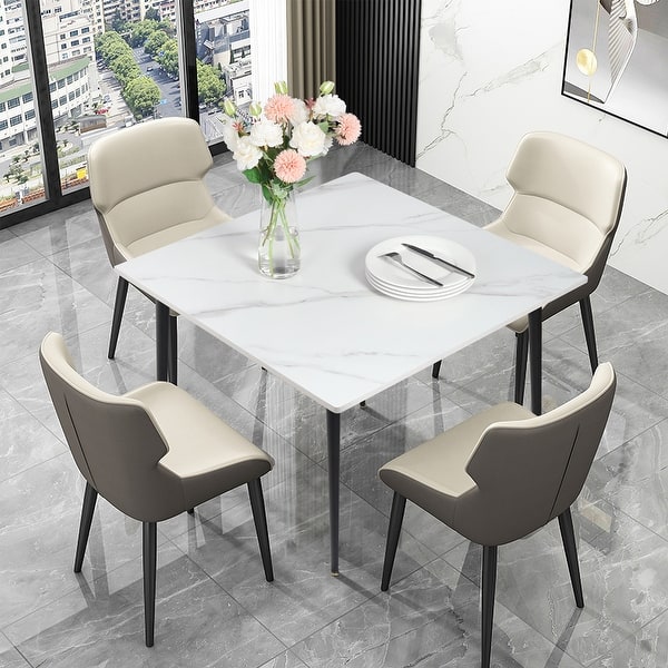 Modern Slate Kitchen Dining Table with Sintered Stone Top Metal Legs ...