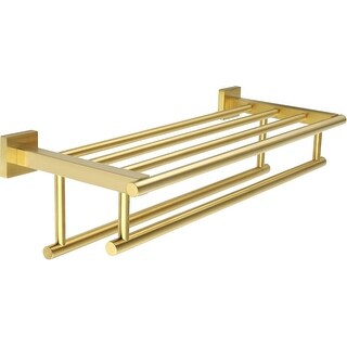 23.62" Brushed Gold Wall-Mount Towel Rack with Double Bars - Bed Bath ...