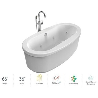 Jacuzzi Inizio 66"x36" Freestanding Whirlpool with Whisper+ - White ...