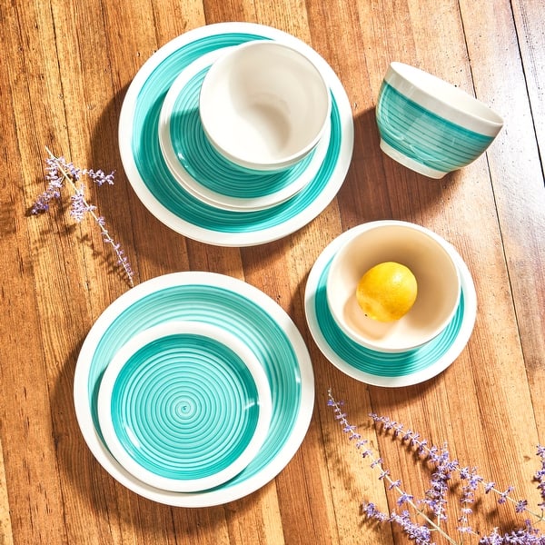 American Atelier Spiral Turquoise 12 Pc Dinnerware Set - Bed Bath ...