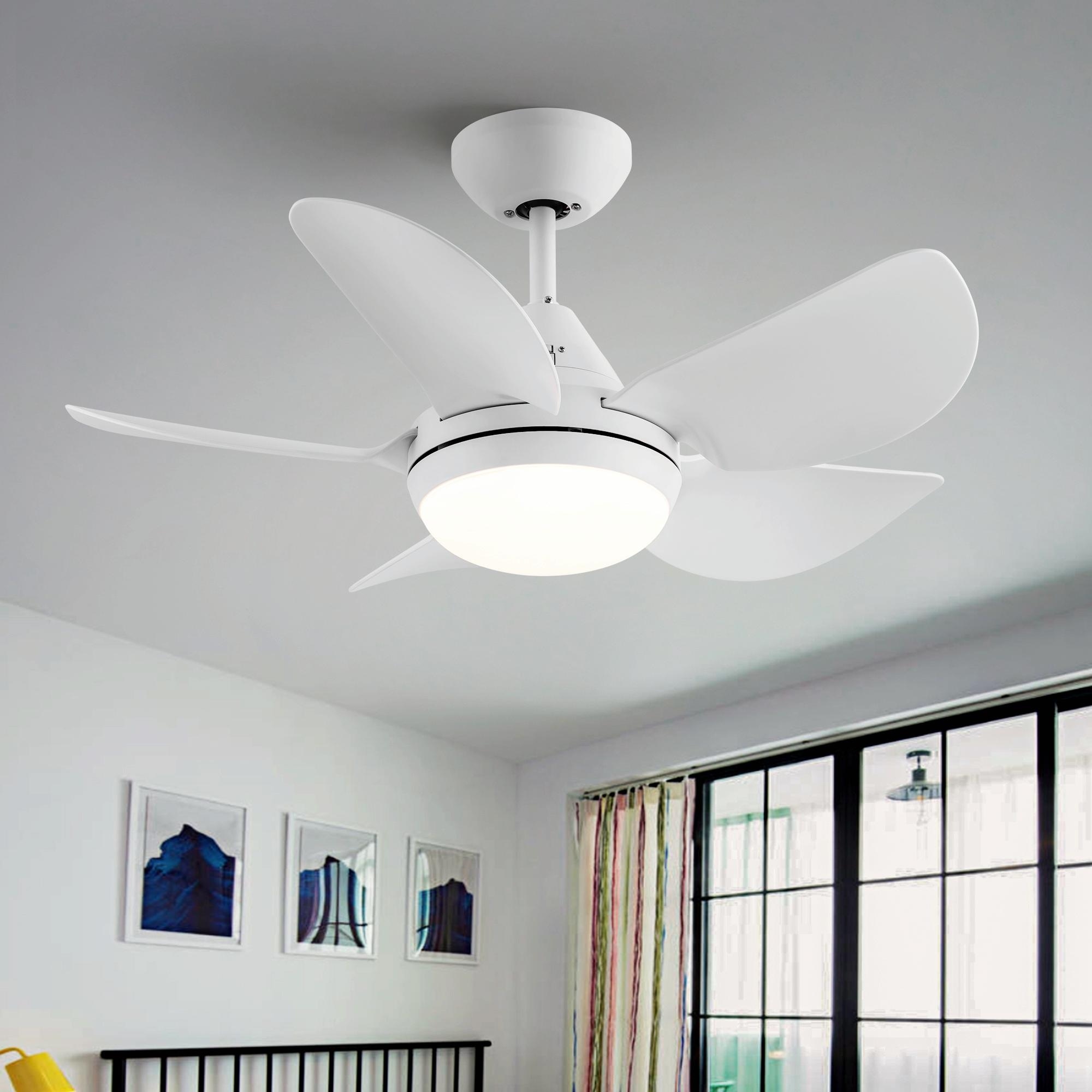52-Inch Ceiling Fan with Integrated LED Lighting and Solid Wood Blades ...