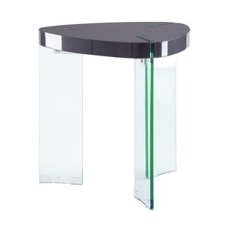23 Inches Plectrum Top End Table with Glass Legs, Gray - Bed Bath ...