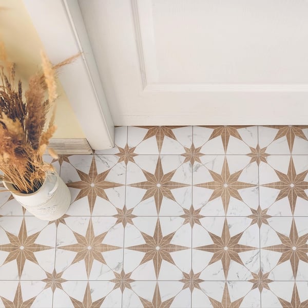 Merola Tile Llama Stella Loire Noce 9-3/4" x 9-3/4" Porcelain Floor and ...