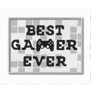 Stupell Best Gamer Ever Phrase Video Game Reference Neutral Tile Framed ...