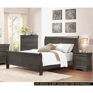 Queen Size Louis Philippe Sleigh Bed with Traditional Stained Wood ...