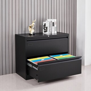 2 Drawer Lateral Filing Cabinet Large Deep Drawers Locked by Keys ...