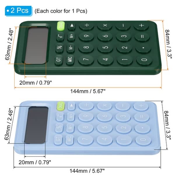 Desk Basic Cute Calculator 2pcs Calculators Battery Powered 12 Digit ...