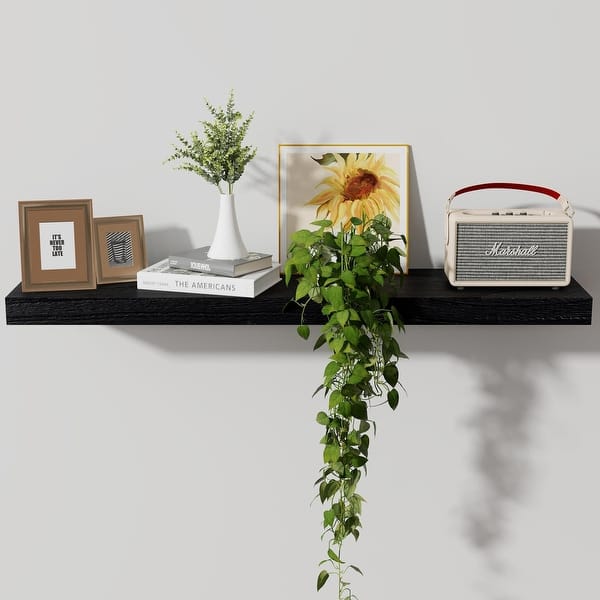 Floating Shelves, 8 Inch Deep Modern Solid Wood Wall Shelves - Bed Bath ...