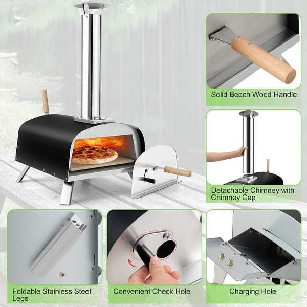 Portable Stainless Steel Outdoor Pizza Oven with 12 Inch Pizza Stone ...