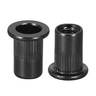 Rivet Nuts Carbon Steel Knurled Flat Head Insert Nut Fastener Black ...