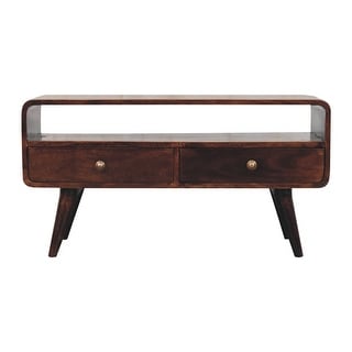 Artisan Furniture Solid Wood Curved California Walnut Media Unit, Brown ...