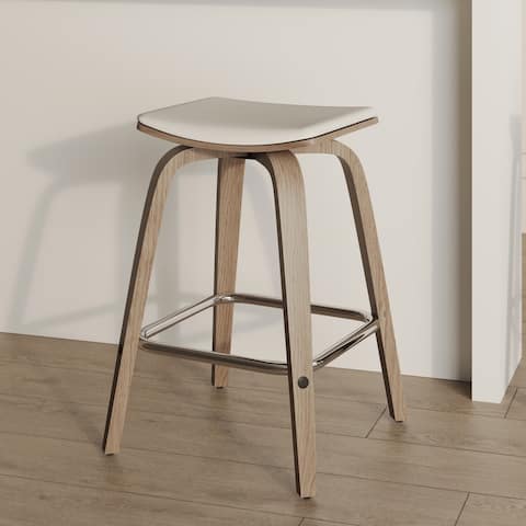 White Leather Counter and Bar Stools - Overstock