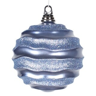 Vickerman 6'' Periwinkle Candy with Glitter Wave Ball Christmas ...